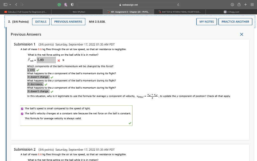 Submission 1 (3/6 points) Saturday, September 17, | Chegg.com