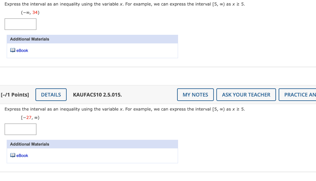 Solved Express the interval as an inequality using the | Chegg.com