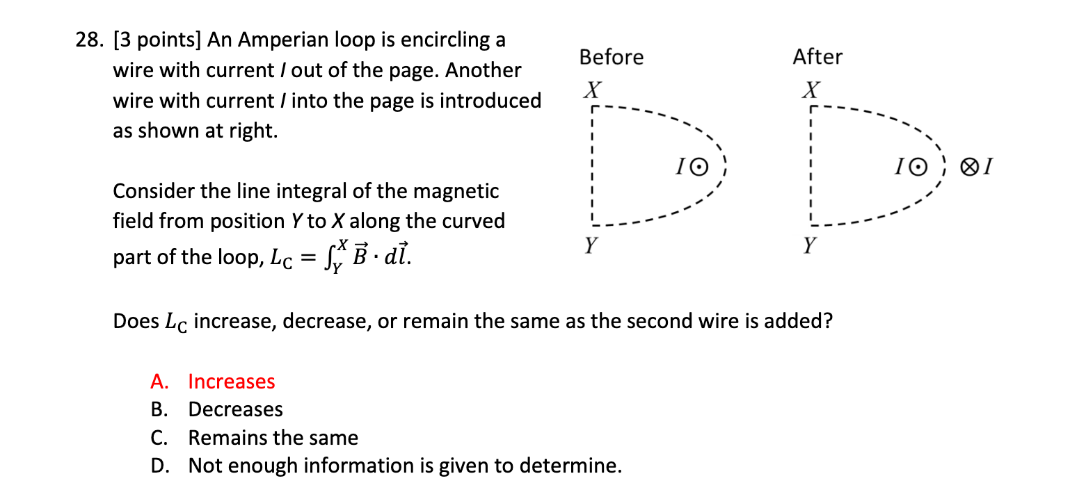 Solved Before After 28. [3 points] An Amperian loop is | Chegg.com