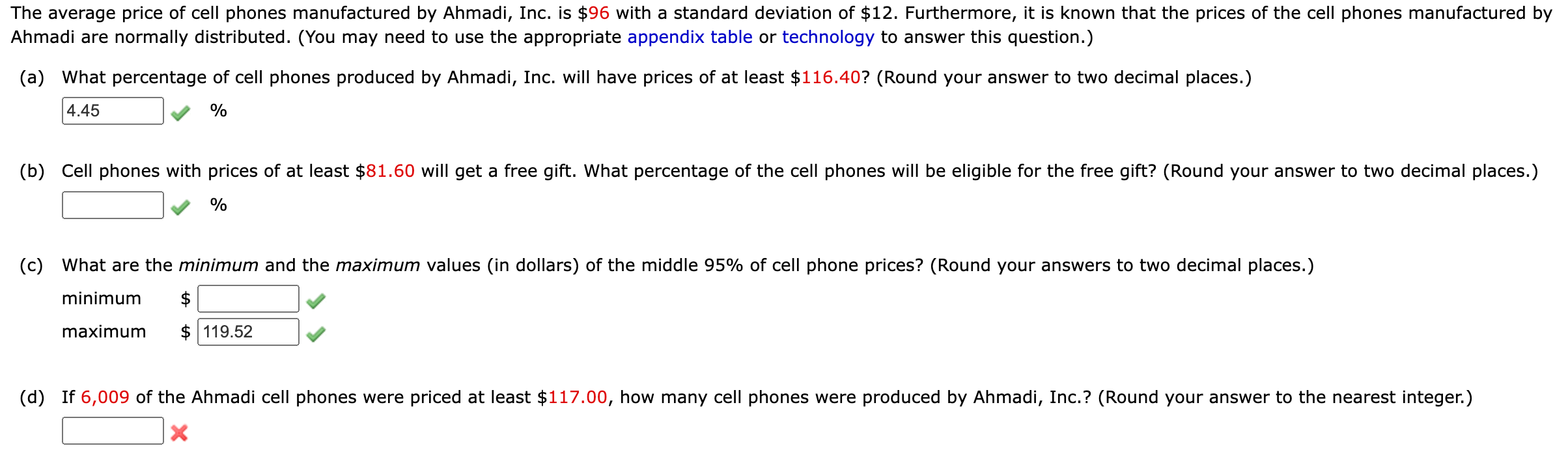 Solved The average price of cell phones manufactured by | Chegg.com