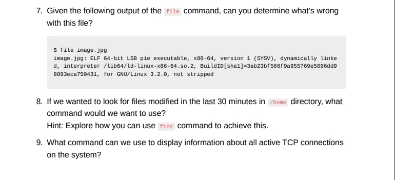 Solved 7. Given the following output of the command, can you | Chegg.com