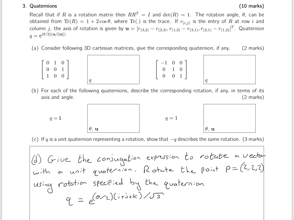 3. Quaternions (10 marks) Recall that if R is a | Chegg.com