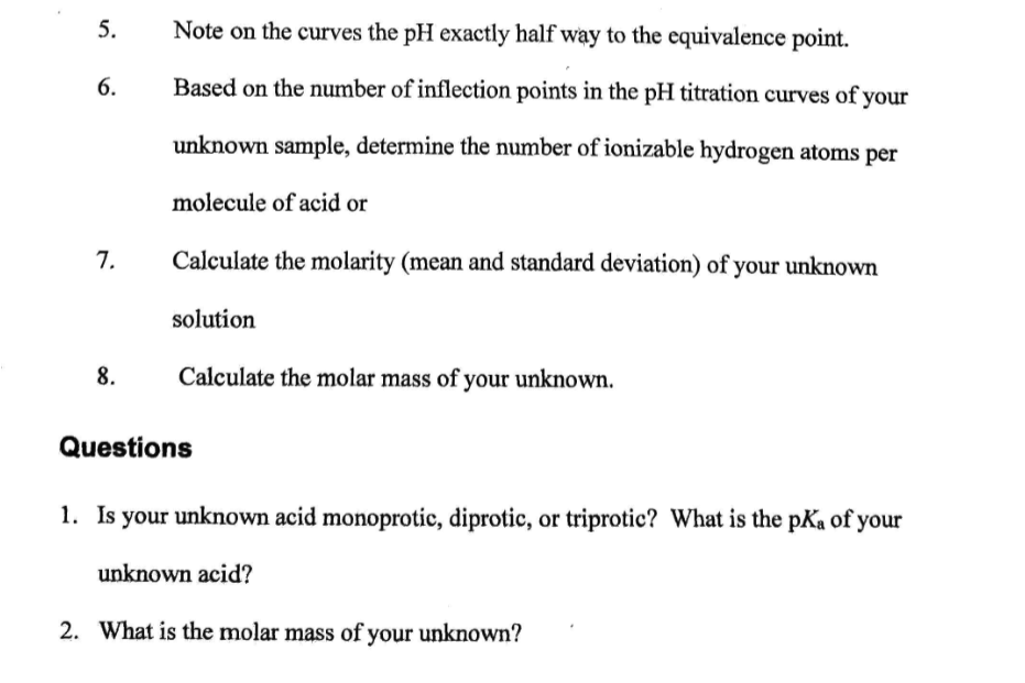 Solved 1 Enter All Your Ph Titration Data Into Excel 