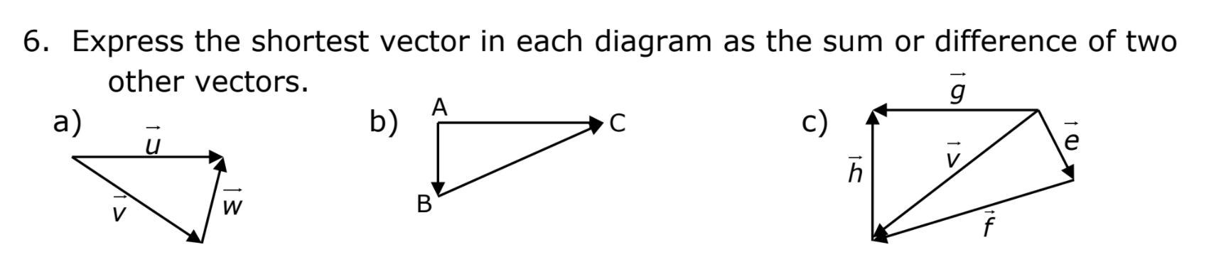 Solved 6. Express the shortest vector in each diagram as the | Chegg.com