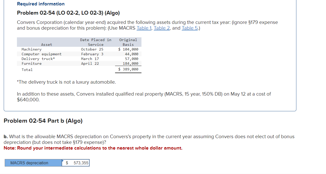 Solved Problem 02-54 (LO 02-2, LO 02-3) (Algo) Convers | Chegg.com