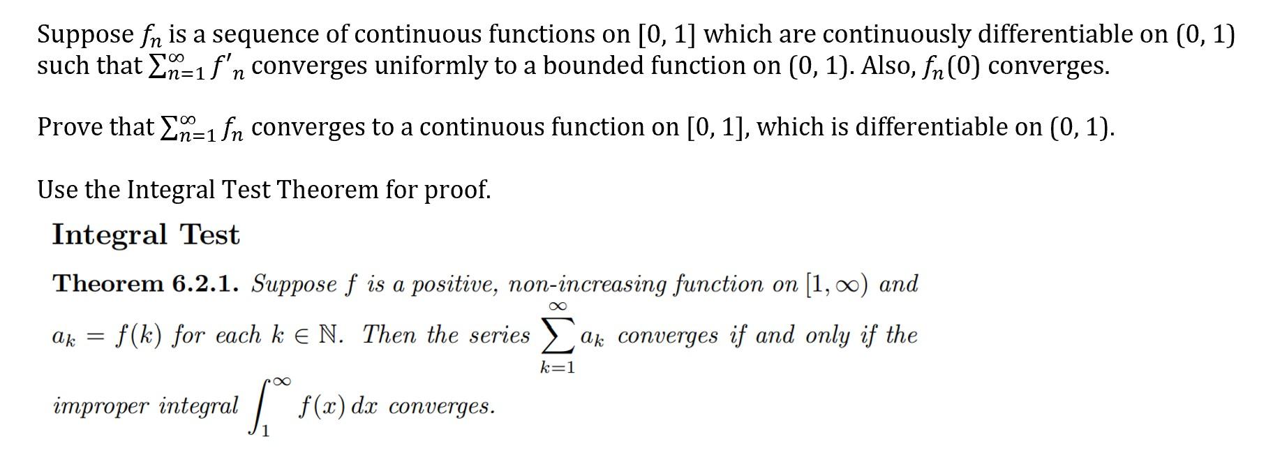 Solved ) Suppose fn is a sequence of continuous functions on | Chegg.com
