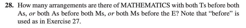 Solved 28. How many arrangements are there of MATHEMATICS | Chegg.com