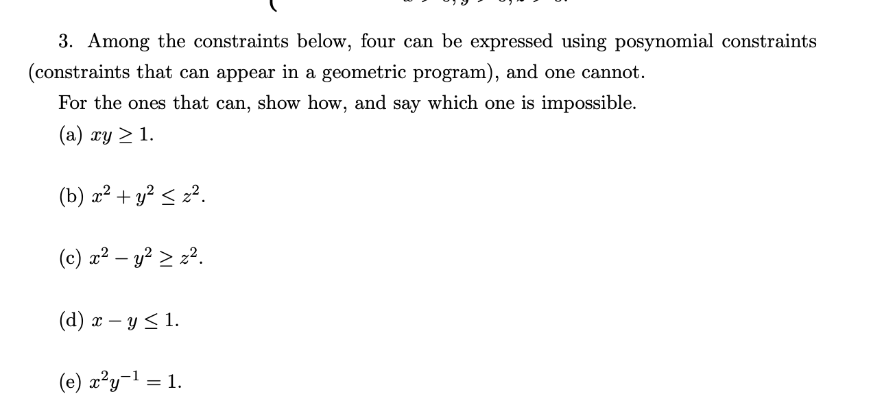 Solved 3. Among the constraints below, four can be expressed | Chegg.com