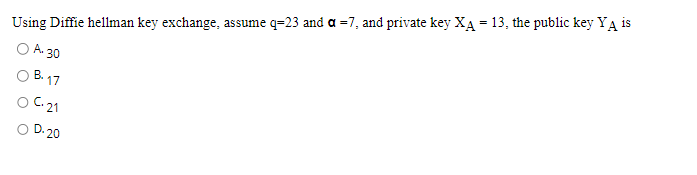 Solved Using Diffie hellman key exchange, assume q=23 and | Chegg.com