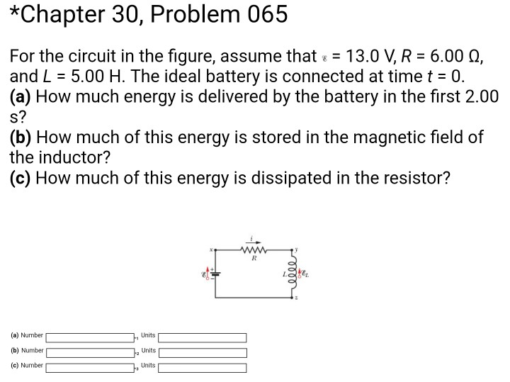 Solved *Chapter 30, Problem 065 For the circuit in the | Chegg.com