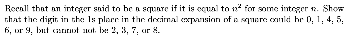 Solved Recall That An Integer Said To Be A Square If It Is 