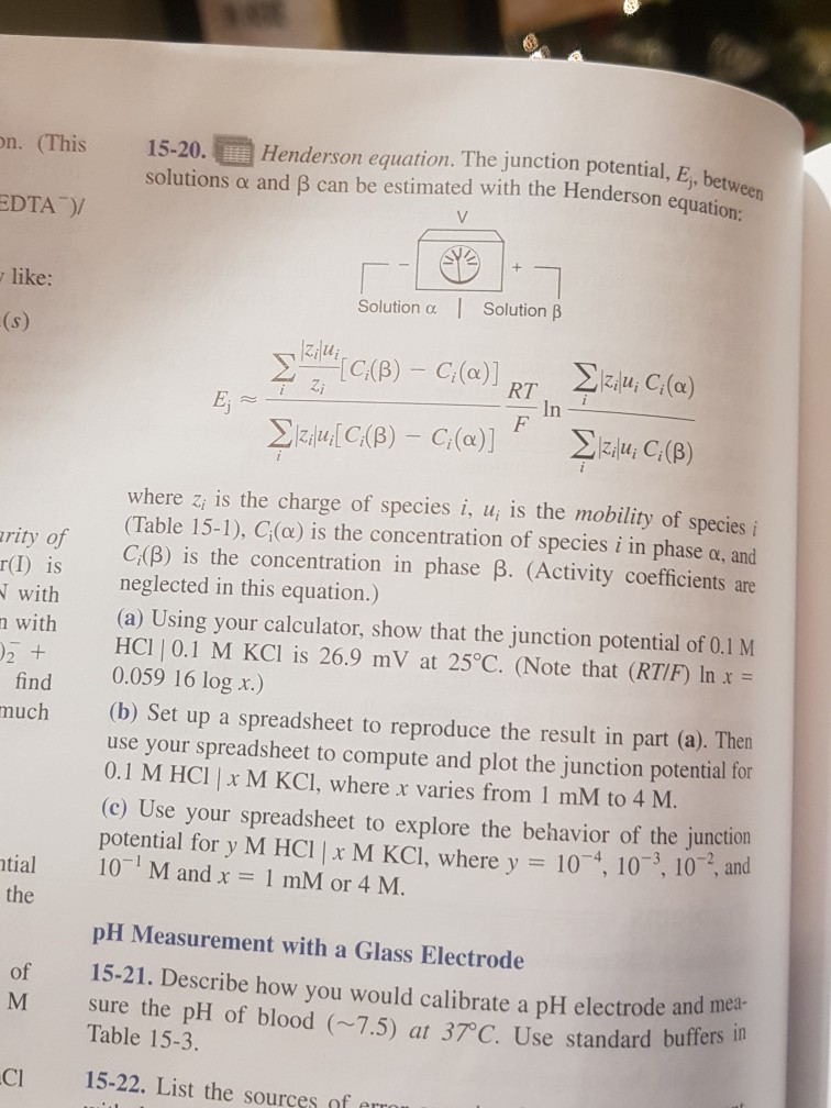 15-20.Henderson equation. The junction potential, E, | Chegg.com