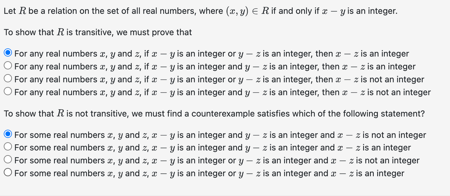 Solved Let R be a relation on the set of all real numbers, | Chegg.com