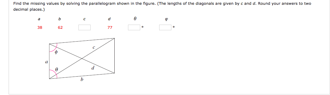 Solved Find the missing values by solving the parallelogram | Chegg.com
