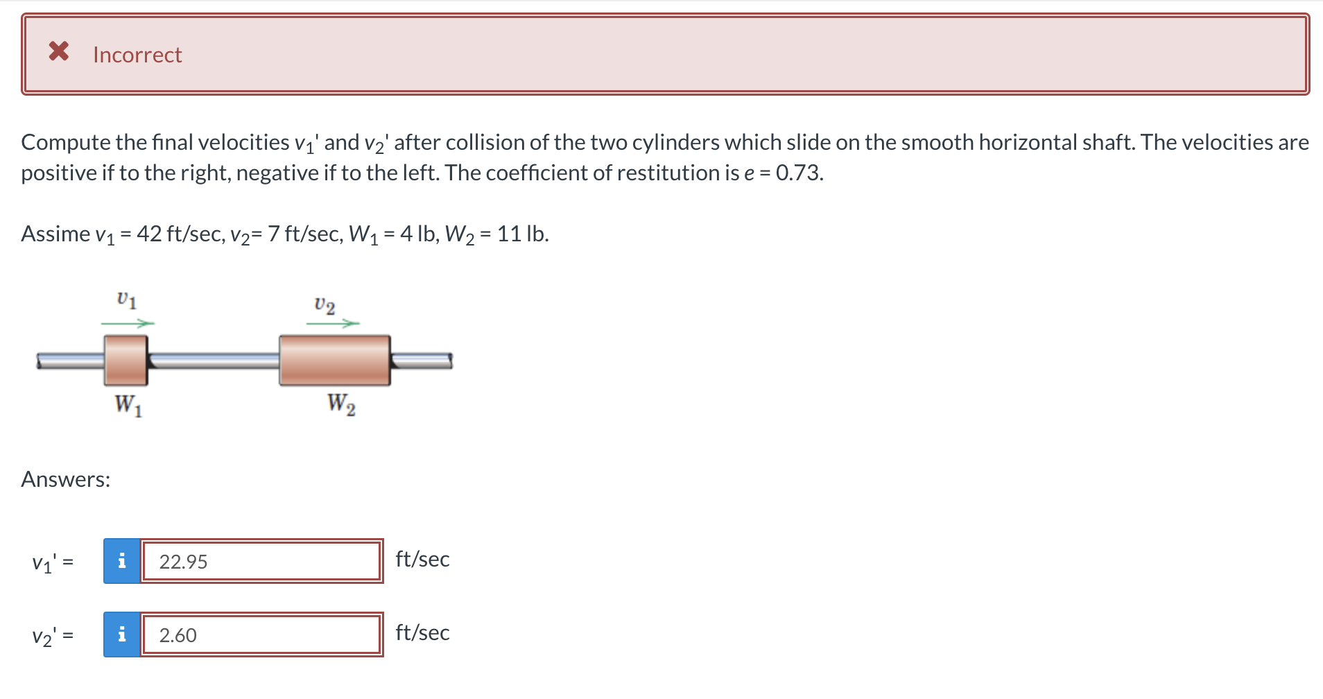 Solved Compute the final velocities v1 ' and v2 ' after | Chegg.com