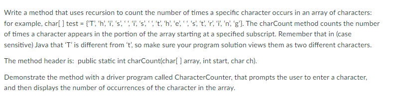 Solved Write A Method That Uses Recursion To Count The 
