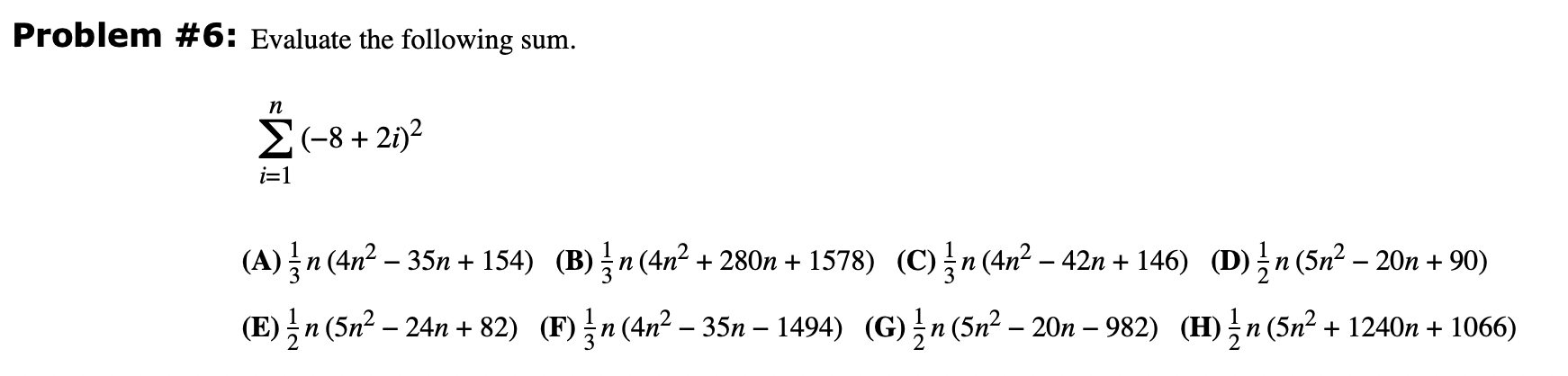 Solved Problem #7: Evaluate each of the following. (a) 91 Σ( | Chegg.com