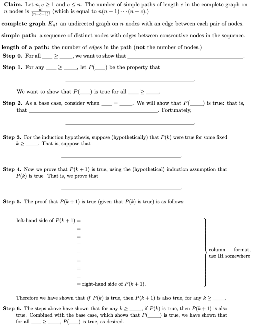 Solved Discrete mathematics. Fill in the missing from the | Chegg.com