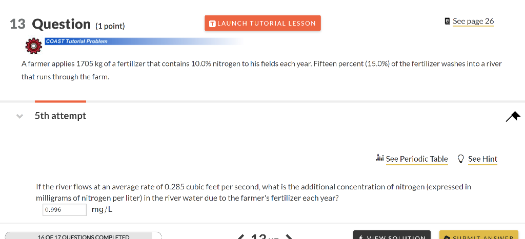 Solved 13 Question (1 point) T LAUNCH TUTORIAL LESSON @ See | Chegg.com
