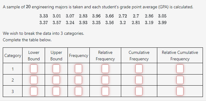 Solved A sample of 20 engineering majors is taken and each | Chegg.com