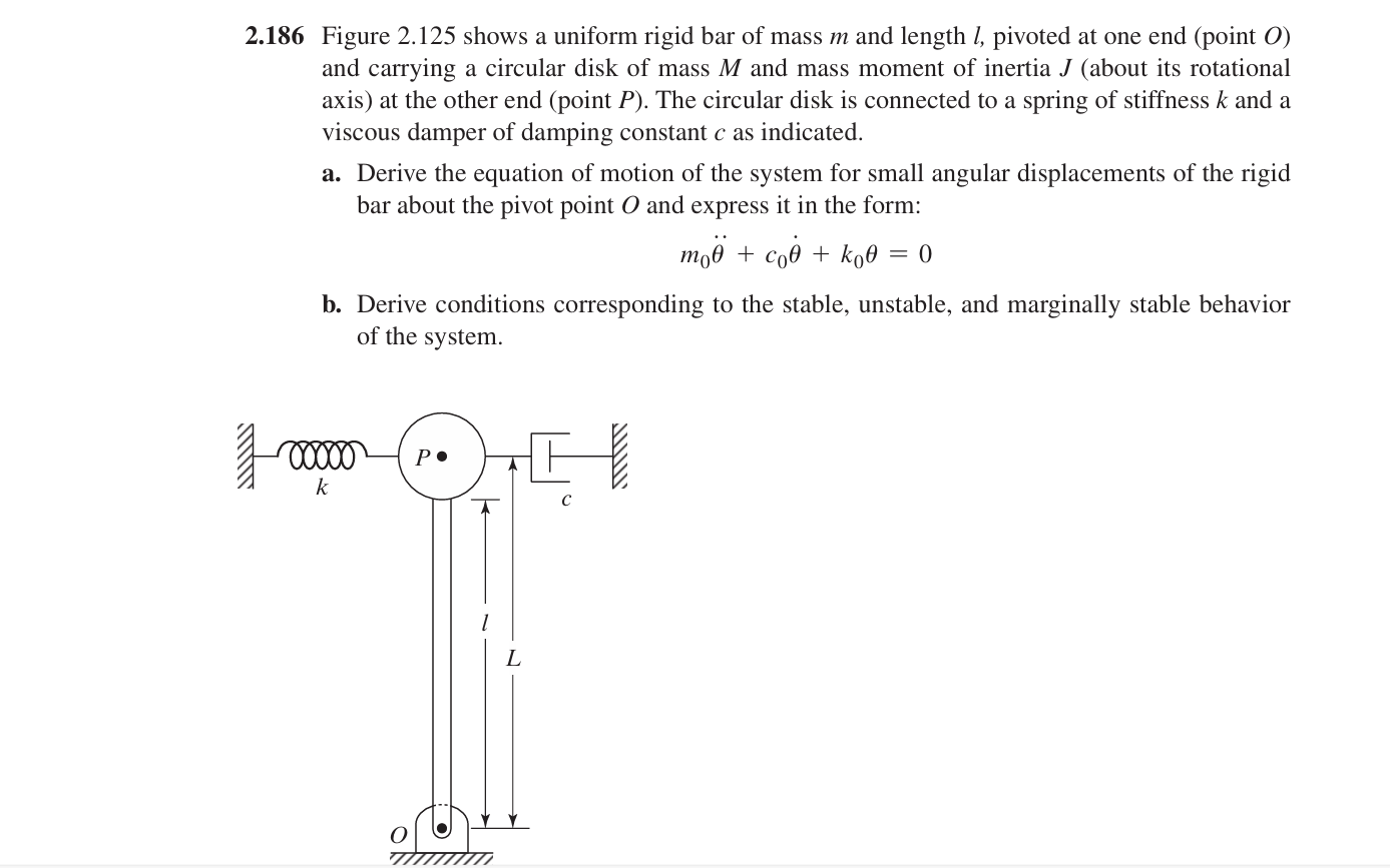 Solved 2.186 ﻿Figure 2.125 ﻿shows a uniform rigid bar of | Chegg.com