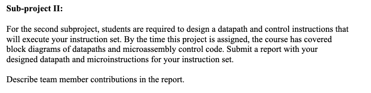 Solved Sub-project II: For the second subproject, students | Chegg.com