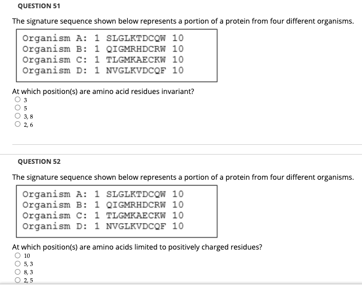 Solved QUESTION 51 The signature sequence shown below | Chegg.com