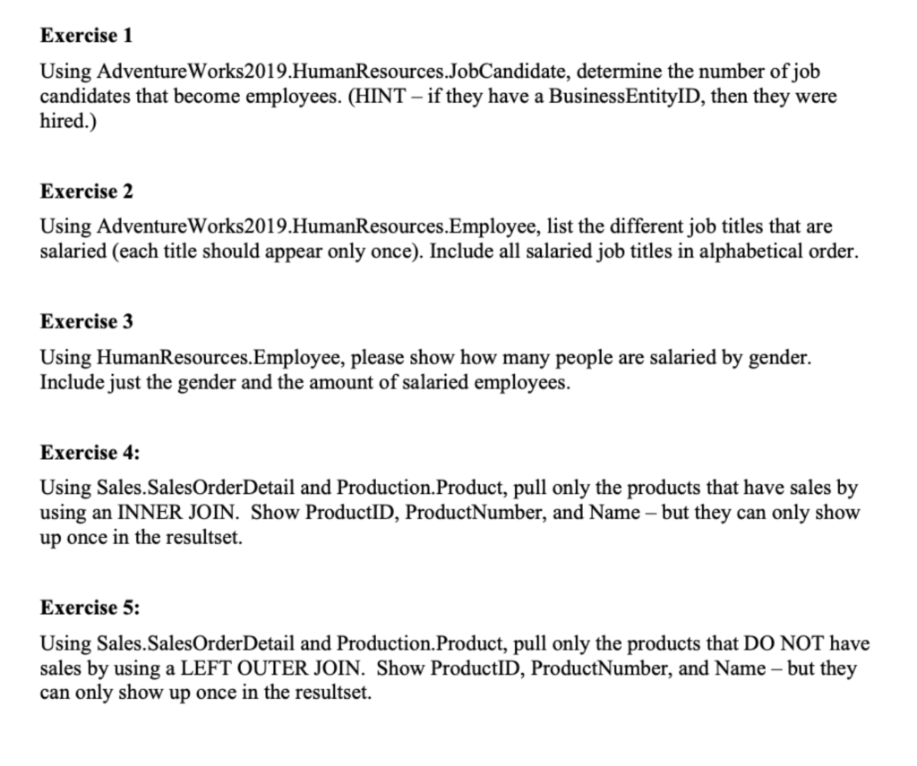 Solved Exercise 1 Using | Chegg.com