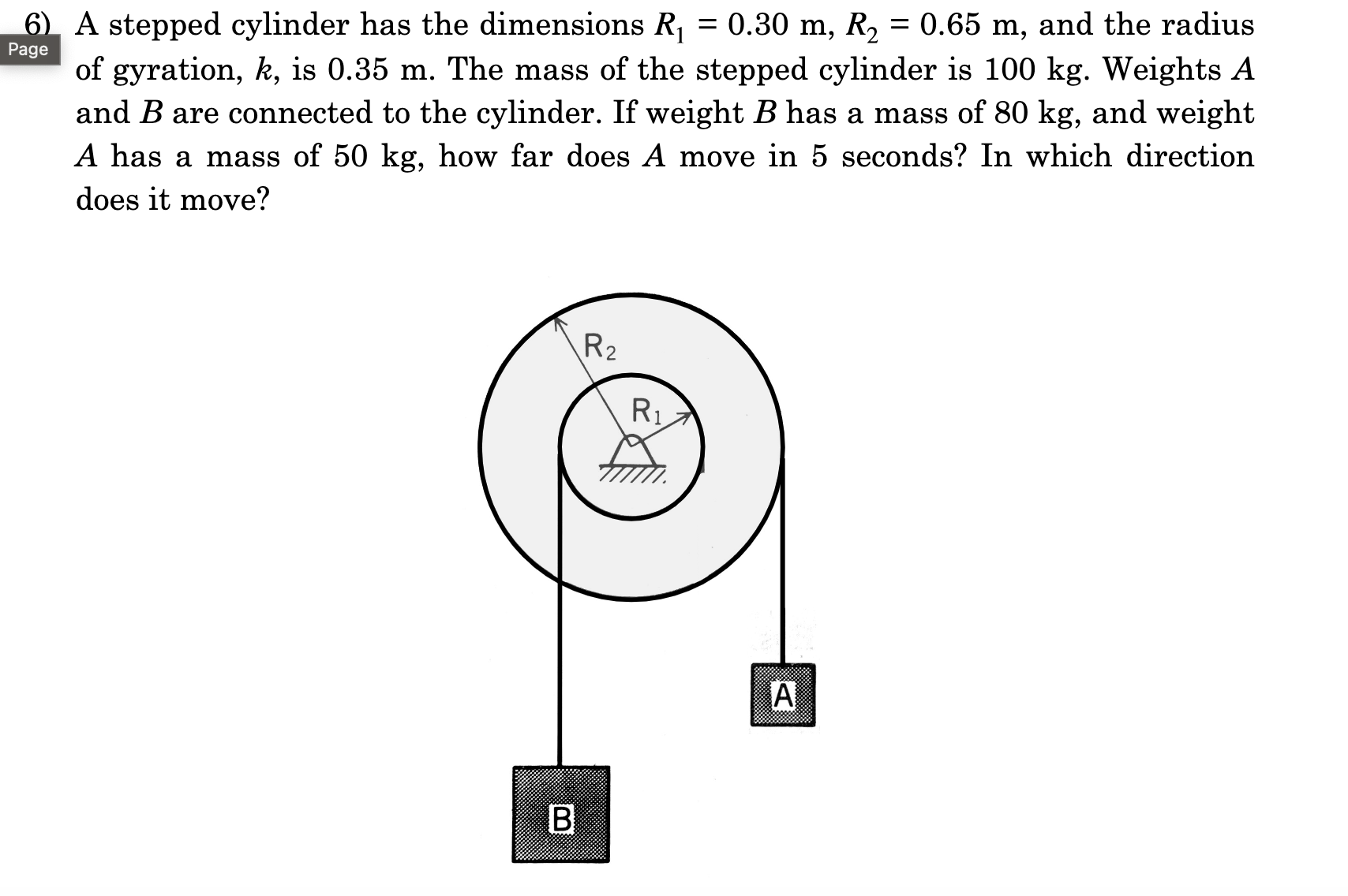 Solved A stepped cylinder has the dimensions R1=0.30 | Chegg.com