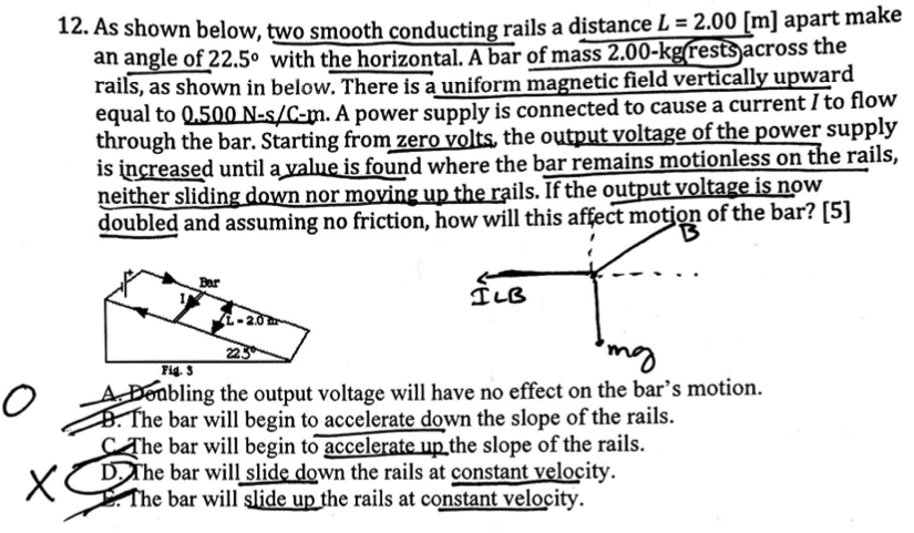 Solved 12. As shown below, two smooth conducting rails a | Chegg.com