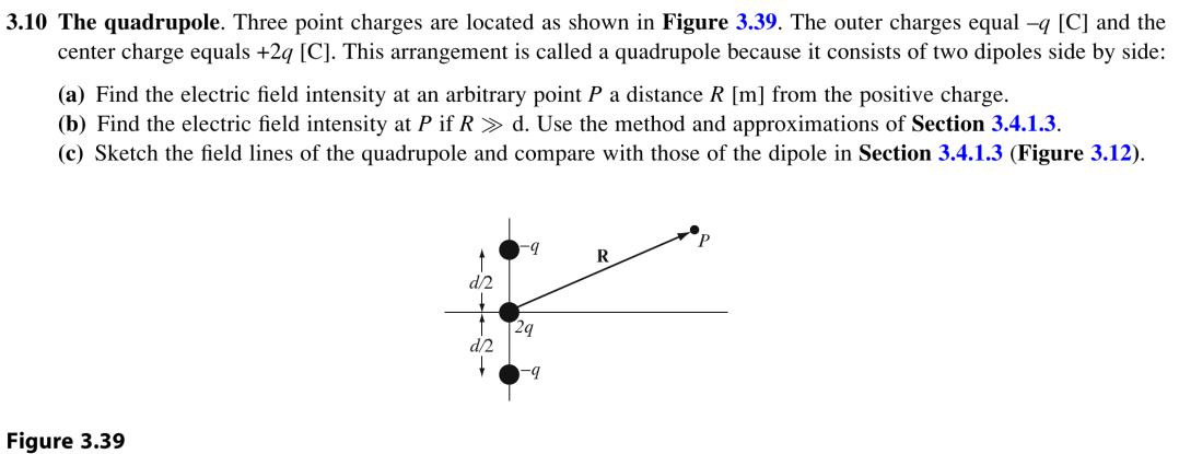 Solved 3.10 The quadrupole. Three point charges are located | Chegg.com