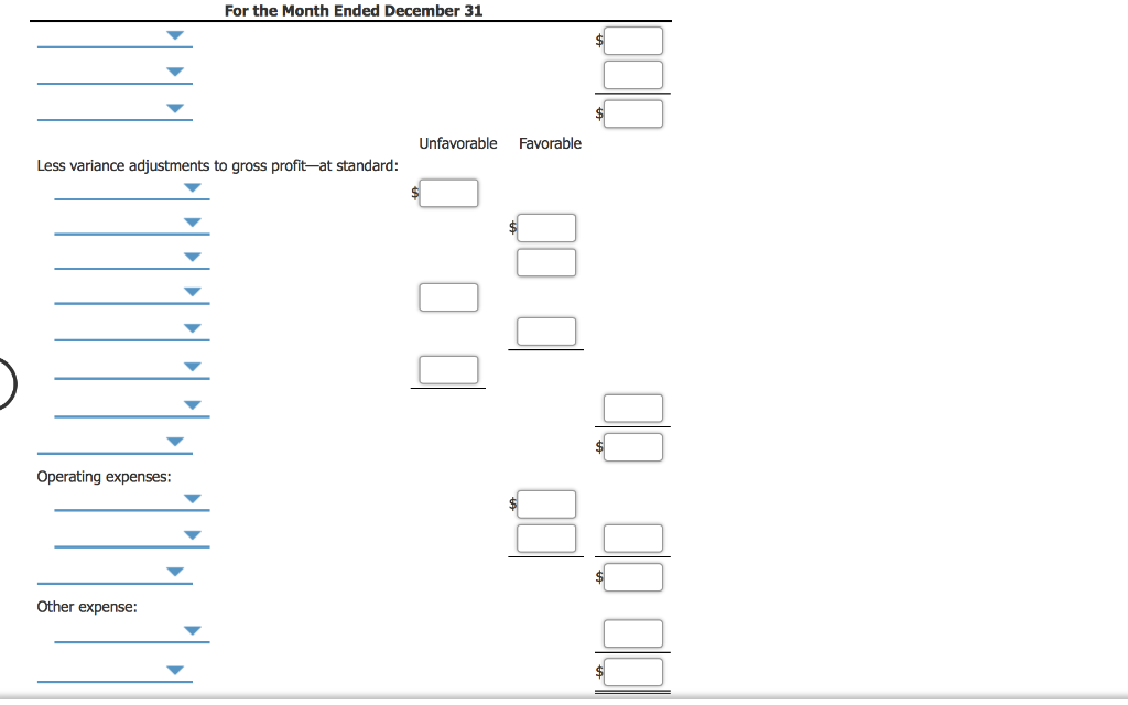 Solved Income Statement Indicating Standard Cost Variances | Chegg.com