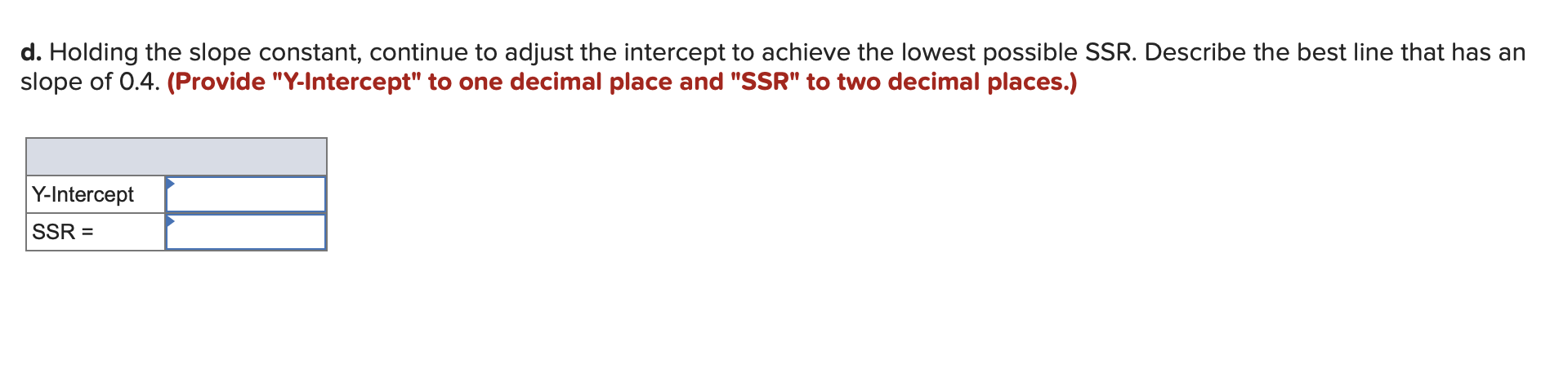 RegressionMinimize the Sum of Squared Residuals | Chegg.com