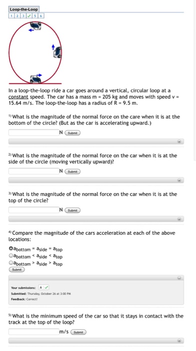 Solved Loop-the-Loop In a loop-the-loop ride a car goes | Chegg.com