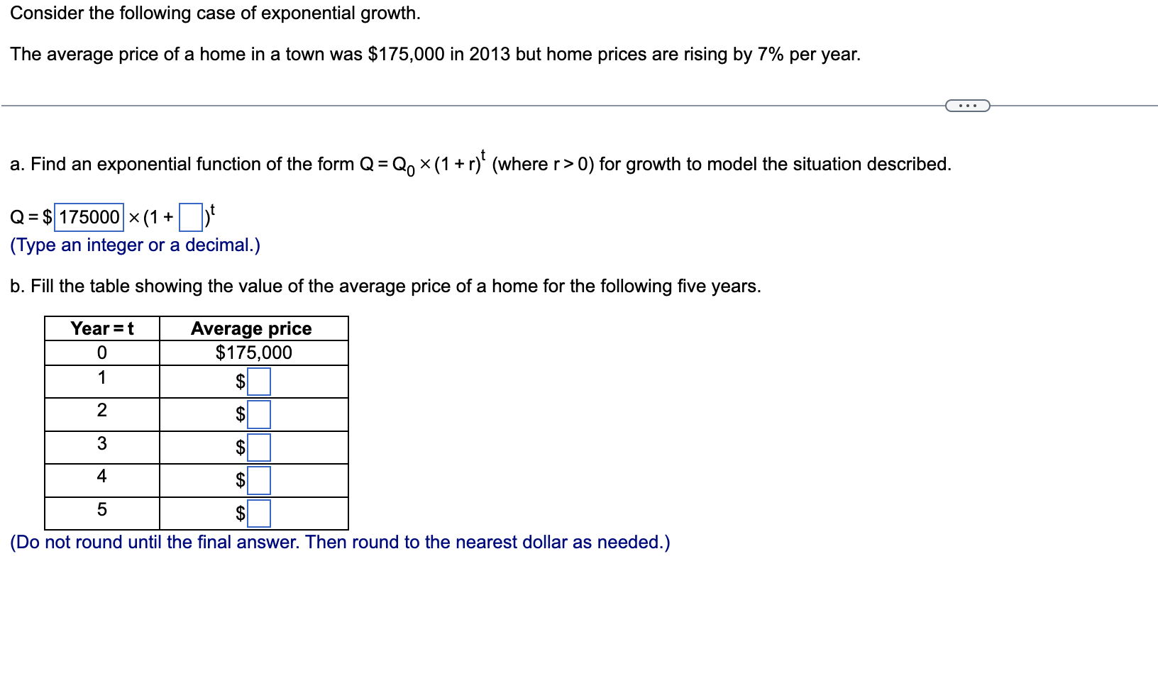 Solved Consider the following case of exponential growth. | Chegg.com