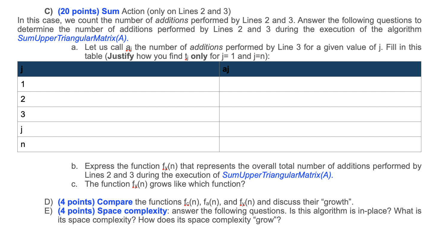 Solved Consider the problem to compute the sum of the upper | Chegg.com