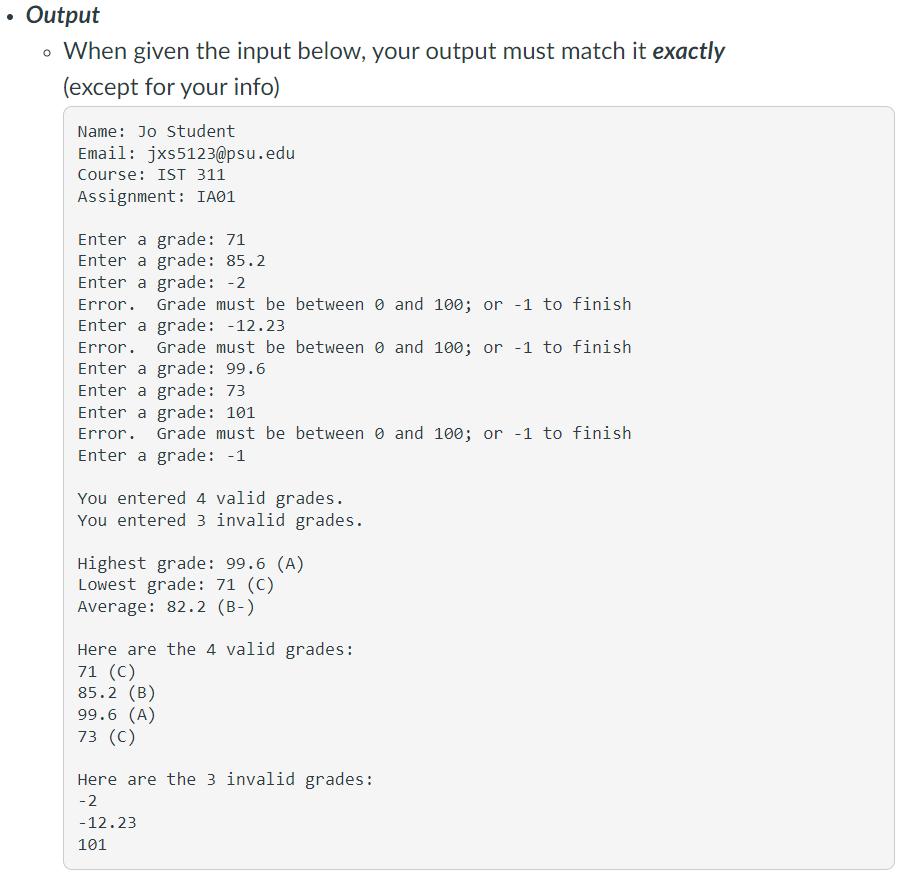 Solved - Repeatedly read in grades from the keyboard until | Chegg.com