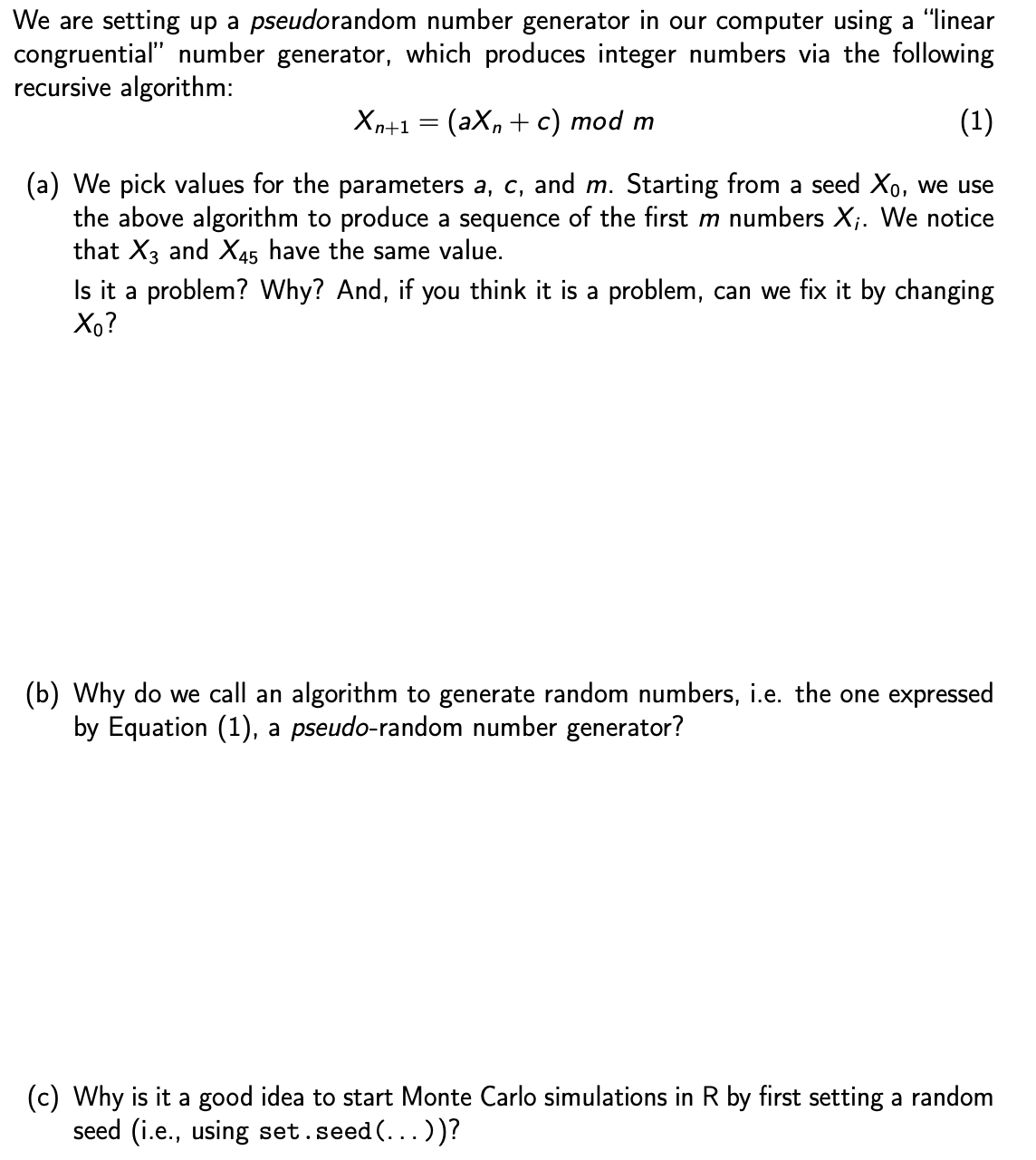 Solved We are setting up a pseudorandom number generator in | Chegg.com