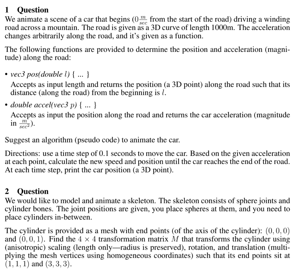 Solved computer graphics questions please answer question 1 | Chegg.com