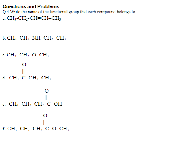 Solved D. Functional Groups Compound Full Structural Formula | Chegg.com
