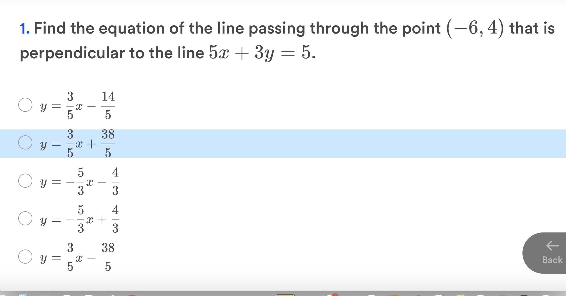 Solved 1. Find the equation of the line passing through the | Chegg.com
