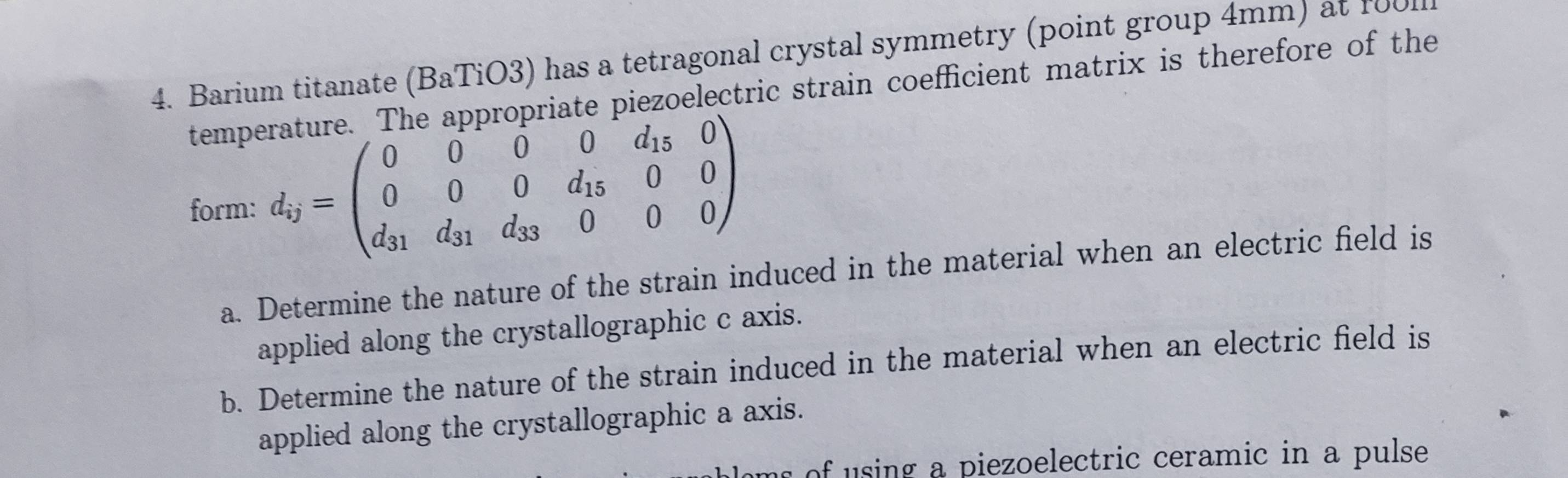 Solved Barium titanate (BaTiO3) ﻿has a tetragonal crystal | Chegg.com