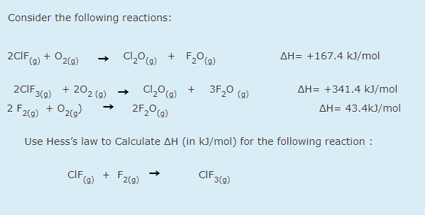 Solved Consider the following reactions: 2CIF F(g) + O2(g) | Chegg.com
