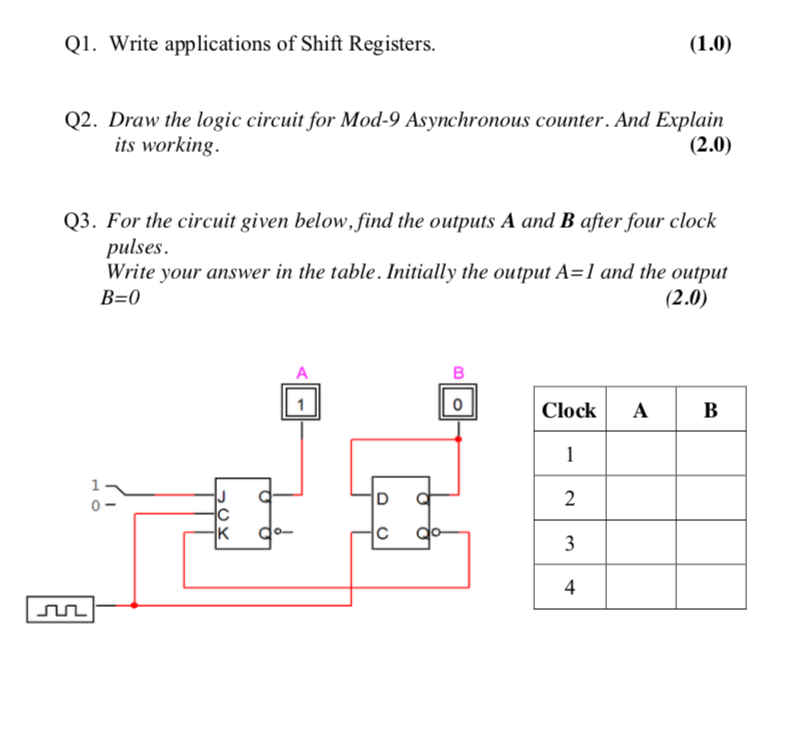 Solved Ql. Write applications of Shift Registers. (1.0) Q2. | Chegg.com