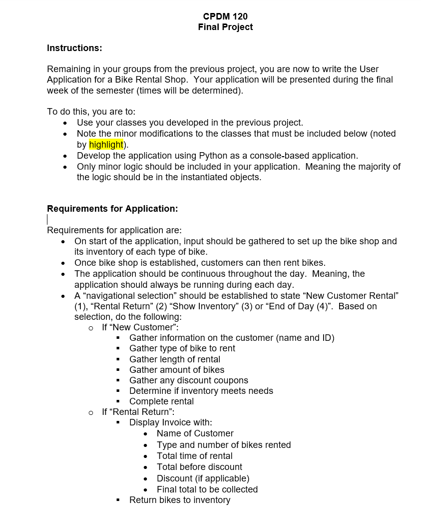 CPDM 120 Final Project Instructions: Remaining in | Chegg.com