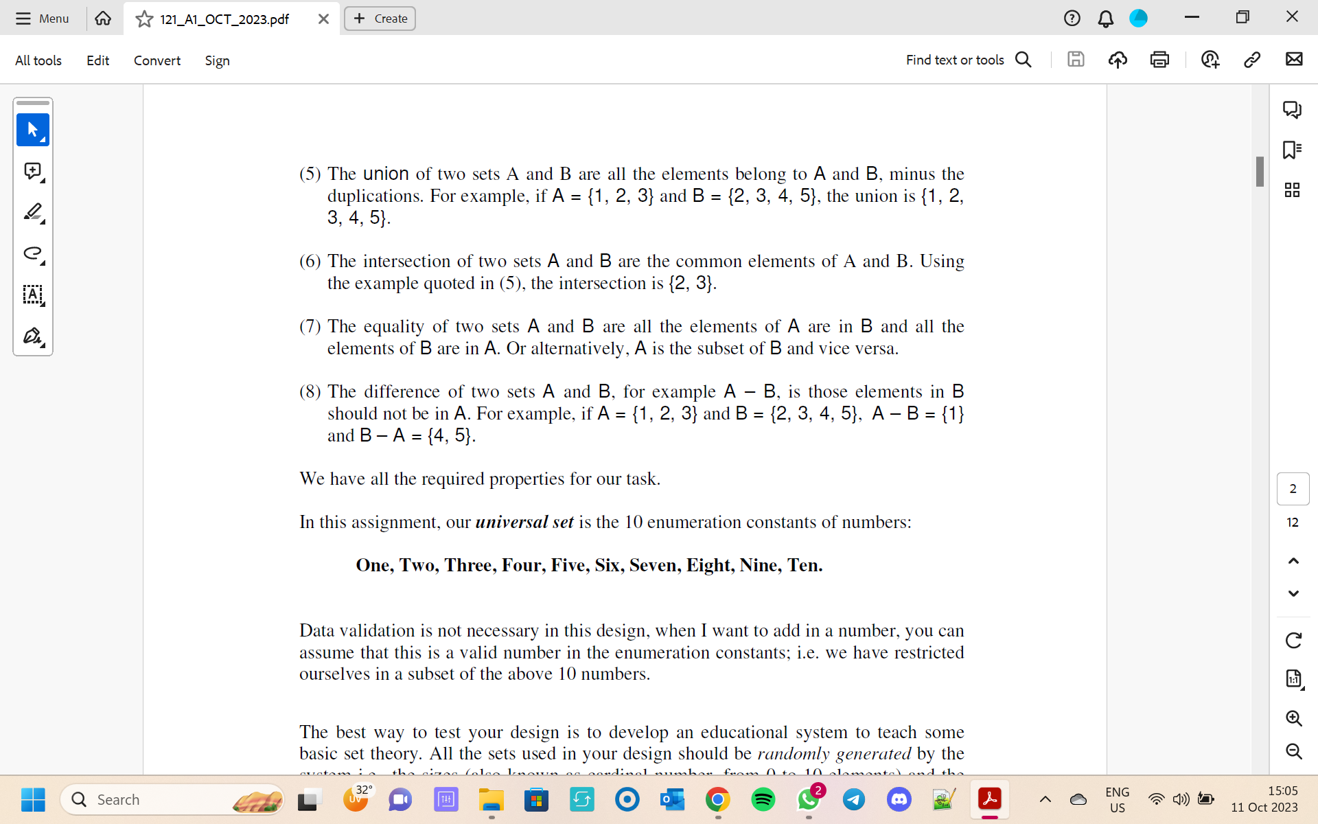 2. Check an element 3. Cardinality 4. Number Info | Chegg.com