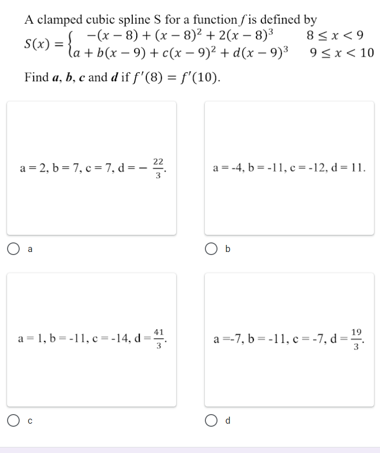 Solved -2x3 A cubic spline S for a function fis defined by 0 | Chegg.com
