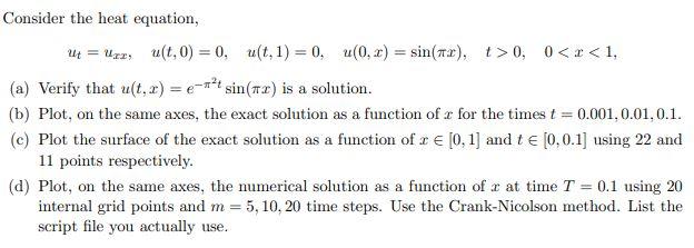 Solved Consider the heat equation, | Chegg.com