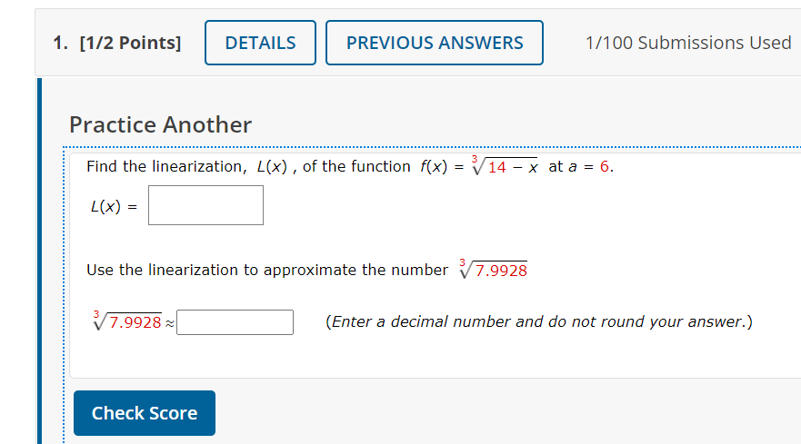 Solved Practice Another Find the linearization, L(x), of the | Chegg.com