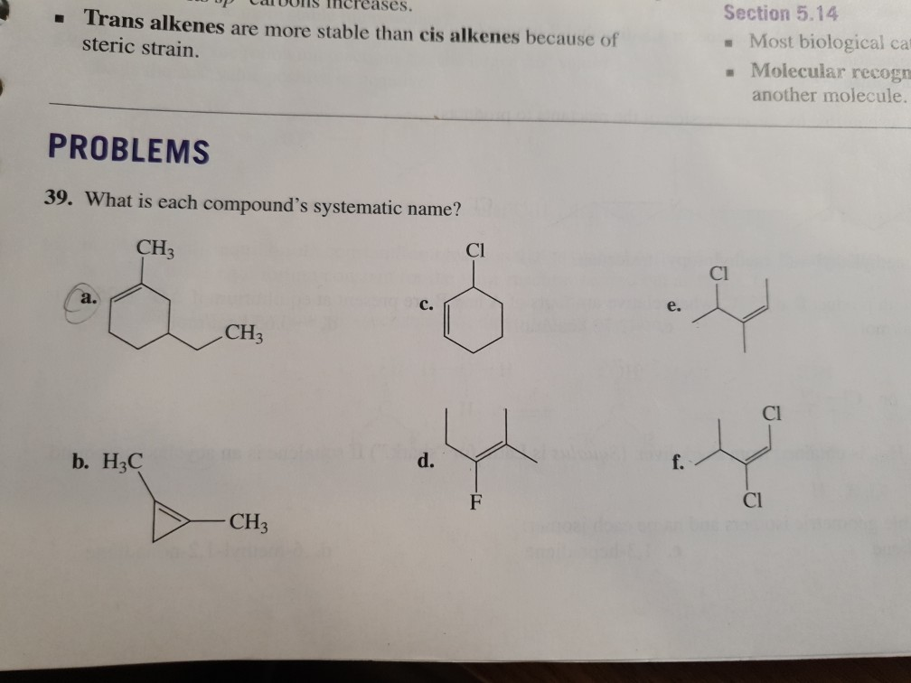 Solved Section 5.14 Trans alkenes are more stable than cis | Chegg.com